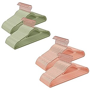 SONGMICS Velvet Hangers Bundle, Set of 50 with Set of 50, Clothes Hanger with Rose Gold Swivel Hook, Non-Slip, and Space-Saving, 0.2-Inch Thick, Pale Green and Light Pink, UCRF021GR50 and UCRF21PK50