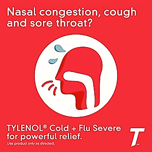 Tylenol Cold + Flu Severe Medicine Caplets for Fever, Pain, Cough & Congestion, 24 ct.