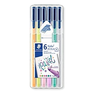 STAEDTLER 323 SB6CS1 1.0 mm Triplus Colour Fibre-Tip Pen, Pastel Colours, Pack of 6