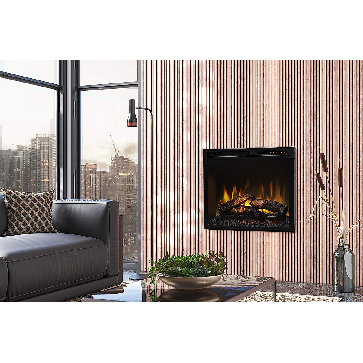 Dimplex 28 Inch Built-in Electric Fireplace - Multi-Fire XHD Firebox with Logs and Realistic Multi-Color Flames | Model: XHD28L