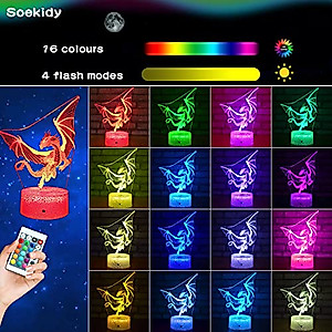Dragon Lamp Dragon Toys Night Light for Kids Room 16 Colors Changing with Remote,Smart Touch Bedside Lamp Birthday Gifts for Girls Age 3 4 5 6 7 8 9 10 11 Year Old Boys Girl Gifts