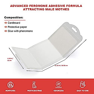 MS. KUKI Moth Traps for Clothes House Closet Home Clothing Indoor Storage Product Paper Cardboard Sticky Glue with Pheromones Prime No Pantry Kitchen Larder Storeroom Cooking Cellar Buttery (6 Pack)