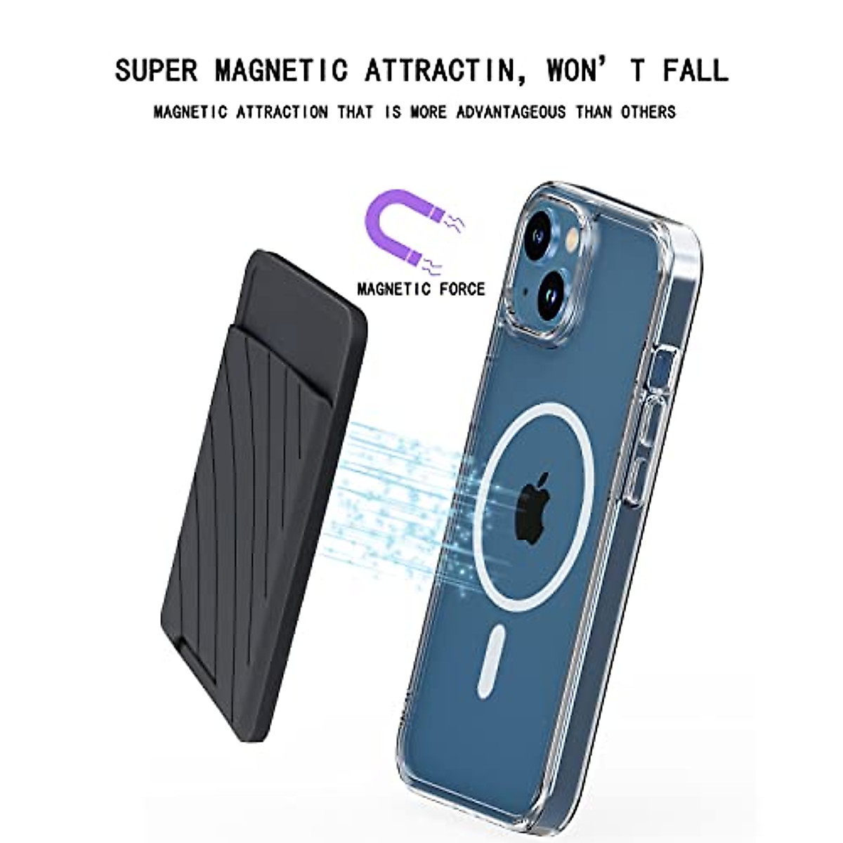 IMeetit Magnetic Card Wallet Holder with MagSafe- Slim Clip on The Back of The Phone, Compatible with iPhone 14 Pro Max/14 Pro/14/13 Pro Max/13 Pro/13/12 Pro Max/12 Pro/12 Magnetic wallet for iphone