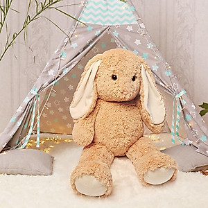 BenBen Bunny Stuffed Animal, 36" Jumbo Soft Rabbit Plush Toy, 3FT Lop-Eared Brown Bunny Plushie