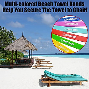FRYPLS Beach Towel Bands,Durable UV-Resistant Silicone Towel Holder Clips Accessories for Summer Vacation,Suitable for Most Size of Chairs,Not Easy to Break(6 Pack)