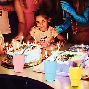 Hanna Roberts Mini Tumbler Shot Glass with Straw, Mini Tumbler Cups, Espresso coffee cups, Metal Mini 3oz Shot Glass Tumbler with Straw & Lid (6pcs) Home or Outdoor for Dink and Espresso