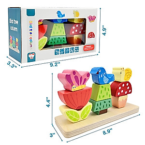 Xylolin Wooden Garden Stacker, Toddler Stacking Toys Garden Blocks, Sorting and Stacking Blocks for Toddlers 1-3, Preschool Early Learning and Educational Toys for Kids
