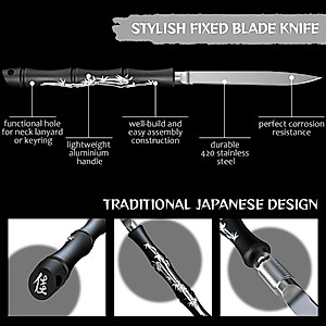 5.5" Pocket Knife - Letter and Envelope Opener - Stocking Stuffers Gifts - Small Pocket Knife & Kubaton - Japanese Utility - Sharp Knives for Men and Women - Best Gift Idea130129-1