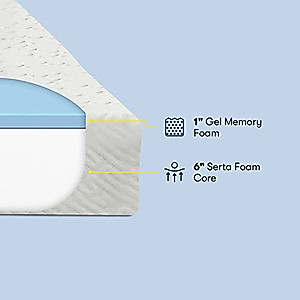 Serta - 7 inch Cooling Gel Memory Foam Mattress, Full Size, Medium-Firm, Supportive, CertiPur-US Certified, 100-Night Trial - For Ewe, White