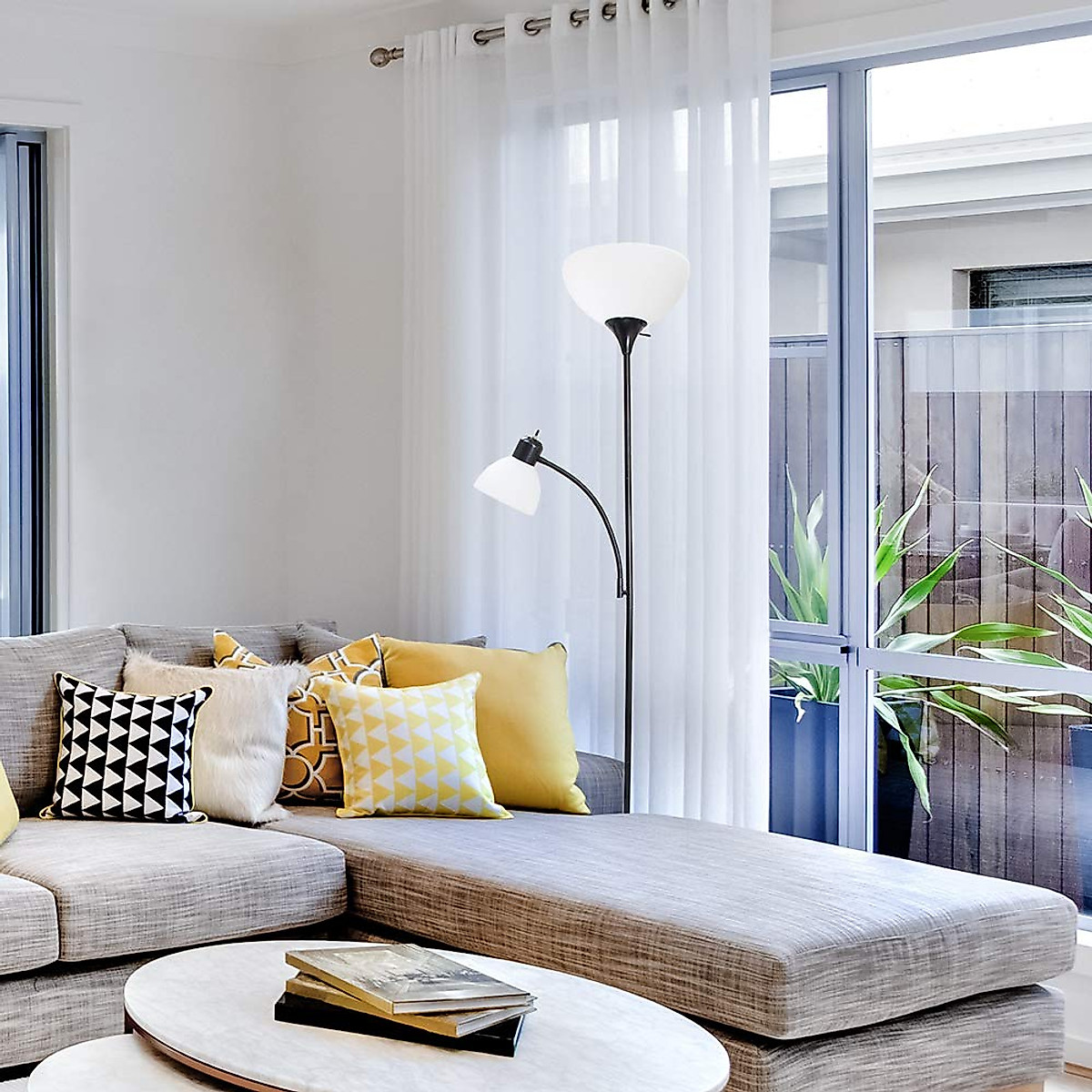 Simple Designs Mother-Daughter Floor Lamp with Reading Light (LF2000-BLK) | Sylvania LED Light Bulbs (60W Equivalent)