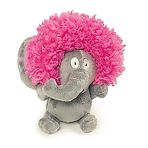 goDog Crazy Hairs Elephant Silent Squeak Plush Dog Toy, Chew Guard Technology - Gray, Large