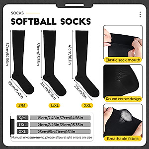 SATINIOR 3 Pairs of Baseball Socks &amp; 3 Belts Combo Youth &amp; Adult Baseball/Softball Belt &amp; Socks Combo Set (Black, S/M) Small-Medium