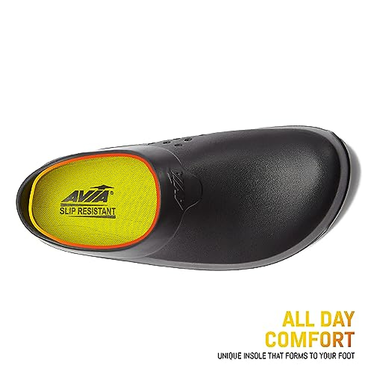 Avia Flame Men's Clogs, Slip Resistant Shoes for Men Food Service, Non Slip Restaurant and Chef Shoes Men Slip Resistant for Kitchen Work or Nursing - Black, 14 Medium