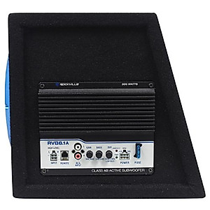 Rockville RVB8.1A 8 Inch 300W Powered Car Subwoofer/Sub Enclosure Box + Remote Black