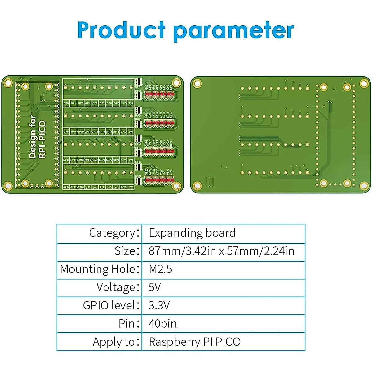 RedTagCanada for Raspberry Pi Pico Expansion Board 5V M2.5 40pin Led Out GPIO Screw Terminal with LED Data Protocol 12C UART Analog Digital