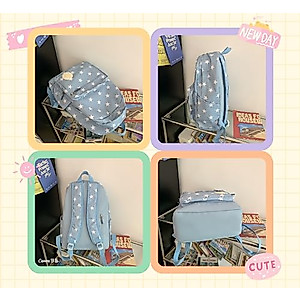 JHTPSLR Preppy Backpack Stars Backpack Kidcore Aesthetic Backpack Cartoon Print Backpack Stars Book Bags Laptop Backpack Supplies (Black)