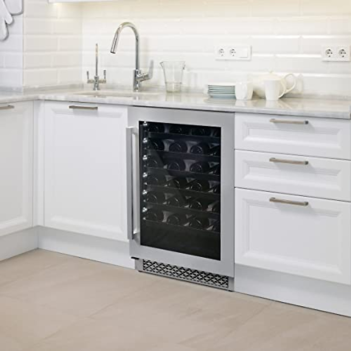 COSMO COS-24BIWCS 48-Bottle Stainless Steel 24 in. Single Zone Compressor Wine Cooler