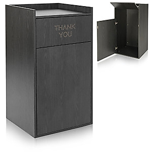 Alpine Restaurant Trash Can Cabinet - Commercial Trash Can 40 Gallon, Garbage Receptacle Indoor with Tray Holder for Restaurants, Cafeterias (Espresso Black)