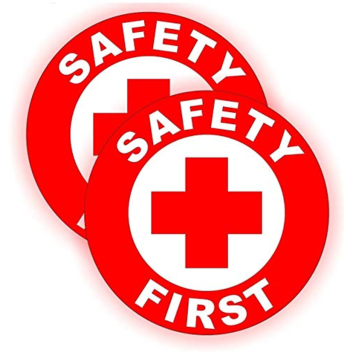 (2) REFLECTIVE RED - Safety First Hard Hat Stickers (Pair) | OSHA Helmet Decals | Toolbox First Aid Labels | Glow Bright Union Laborer Welder Fall Protection Confined Space Trained