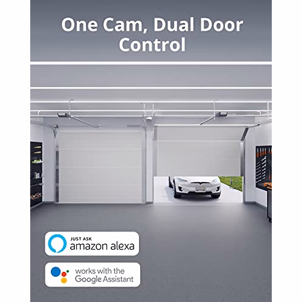 eufy Security Garage-Control Cam Plus with Sensor, Smart Garage Control, 2-Door Control, Detects Open/Close Status, 2K HD, No Monthly Fee, AI Human Detection, 2.4GHz Wi-Fi Only