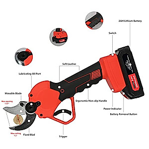explovehike Electric Pruning Shears, Cordless Branch Cutter Power Pruner with 2 Pcs 2000mAh 24V Rechargeable Battery 2 Replacement Blades, Max Cutting Diameter 30mm(1.2 Inches) for Gardening