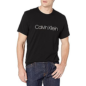 Calvin Klein Men's Chill Short Sleeve Crew Neck, Black W White Logo, L