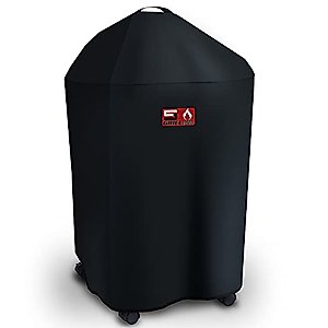 SJC 7150 Round Grill Cover Outdoor Fire Pit Cover, 43"(Tall) x 27" (Dia) Heavy Duty BBQ Cover Waterproof 300D Polyester with PU Coating,Dome Smoker Cover Black…
