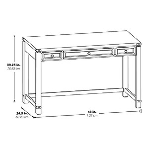 OSP Home Furnishings Baton Rouge Traditional Home Office Writing Desk, Champagne Oak Finish
