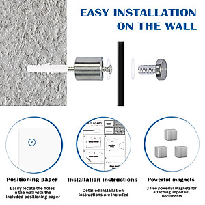 QUEENLINK Black Dry Erase Board, 4' x 3' Magnetic Glass Whiteboard for Wall,48" x 36" Large Black Glass Magnetic Board with 1 Marker Tray and 3 Magnets for Office, Home, Classroom