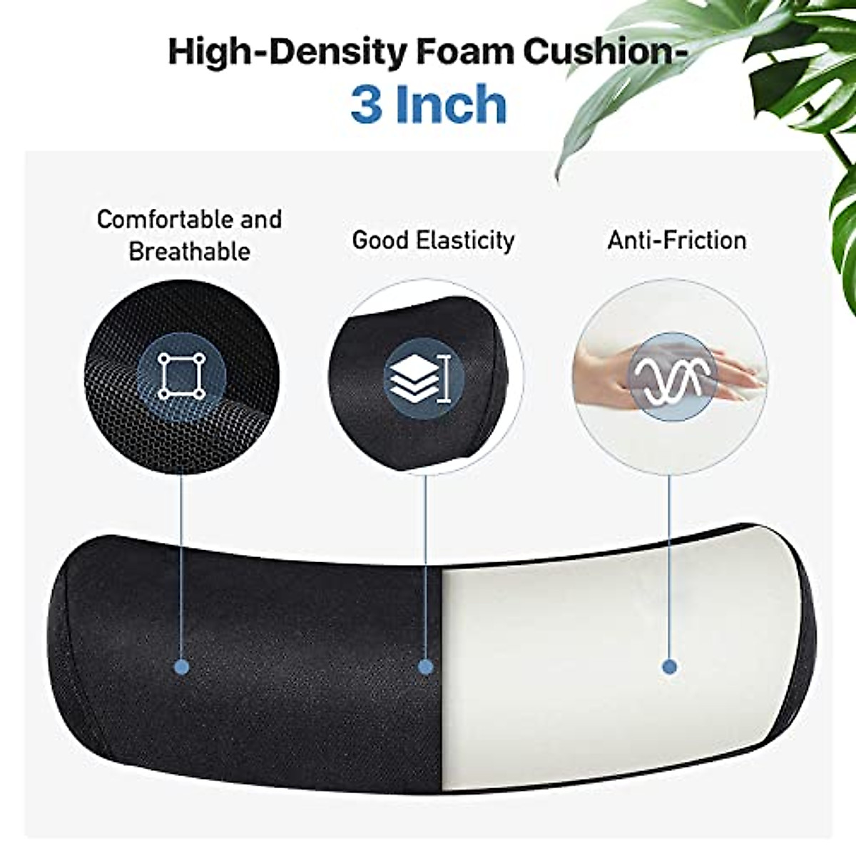 Ergonomic Home Office Chair High Back Executive Desk Chair with Armsrest and Adjustable Headrest, Mesh Computer Chair with Retractable Footrest and Lumbar Support (Black)