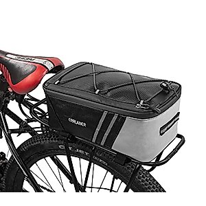 ERRLANER Bicycle Rack Rear Carrier Bag PU Leather Waterproof 7L Large Capacity Storage Luggage Pouch Reflective MTB Bike Pannier Shoulder Bag with Rain Cover