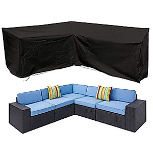 Oslimea Patio V-Shaped Sectional Sofa Cover, Water Resistant Outdoor Sectional Furniture Cover Patio Furniture Cover L-Shaped Garden Couch Protector 85" L (on Each Side) x 34" D x 31.5" H