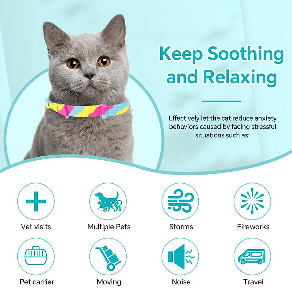 WEALLIN 4 Packs Calming Collar for Cats, Cat Calming Collar Anxiety Aggression Relief Stress Pheromone Collar for Cats, Cat Calming Products with 60 Days Long-Lasting Effect, Adjustable for Most Cat