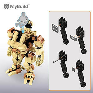 MyBuild Mecha Frame Titan - Toy Building Sets Mecha 6 Inches, Build Robot Mech, Adjustable Action Poses, All Major Building Bricks Compatible, for Mech Fans