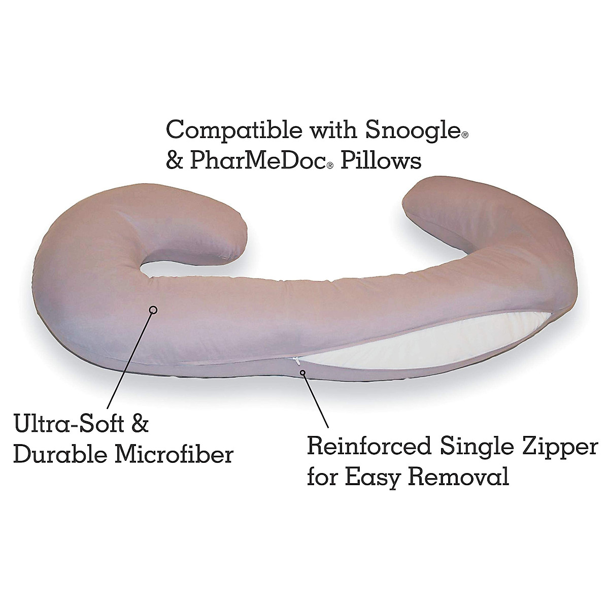 New Microfiber Zippered Replacement Maternity Body Pillow Cover (Grey)