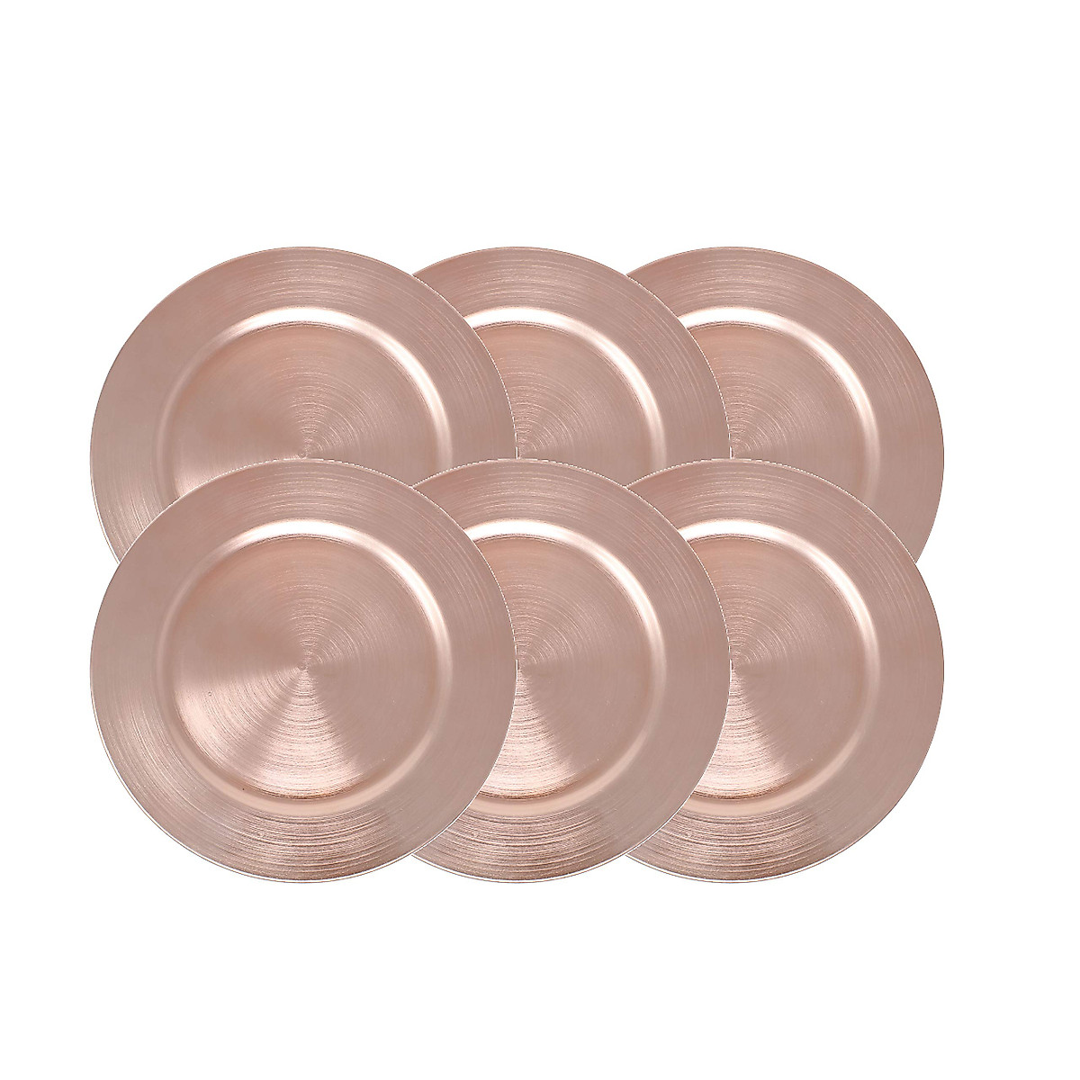 Ms Lovely Metallic Foil Charger Plates - Set of 6 - Made of Thick Plastic - Rose Gold