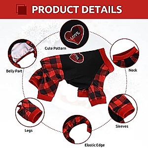 Dog Pajama Soft Dog Onesie Stretchy Pjs Pet Clothes Cat Shirt Outfit for Christmas Eve Costume Heart Reindeer Pattern