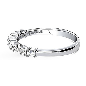 BERRICLE Sterling Silver Art Deco Wedding Rings Cubic Zirconia CZ Anniversary Half Eternity Ring for Women, Rhodium Plated Size 8