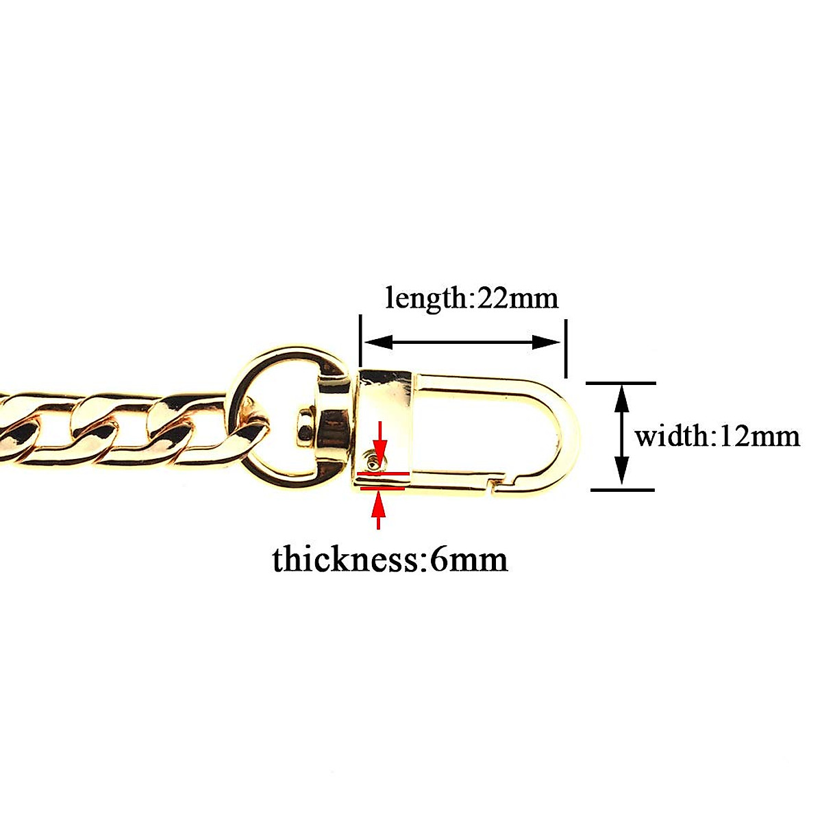 HAHIYO Mini Pochette Purse Chain Strap Slim Wide 7mm for LV Length 23.6 inches Extra Thick 2.6mm Shiny Gold for Shoulder Cross Body Sling Handbag Wallet Clutch Comfortable Flat Metal Strap 1 Pack