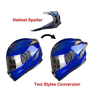 1Storm Motorcycle Modular Full Face Helmet DOT Adults Street Bike Flip up Dual Visor Sun Inner Shield Anti Fog Pinlock Ready Shield: Glossy Blue