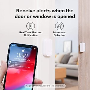 Aqara Door and Window Sensor, Requires Aqara Hub, Not Support Hubs from Other Brands, Zigbee Connection, Wireless Mini Contact Sensor, Compatible with Apple HomeKit, Alexa, Works with IFTTT (3 Pack)