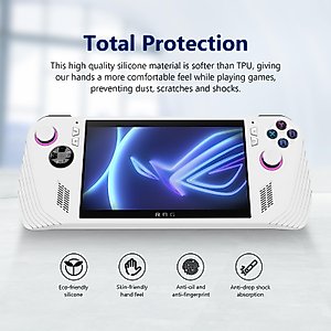 Writiany Protective Silicone Case for 2023 ASUS ROG Ally Game Console Drop-Proof Case for 2023 ASUS Rog Ally Handheld Case (White)