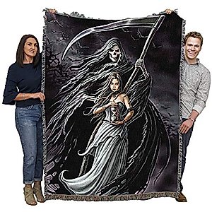Pure Country Weavers Summon The Reaper Blanket by Anne Stokes Gothic Collection - Gift Fantasy Grim Reaper Tapestry Throw Woven from Cotton - Made in The USA (72x54)