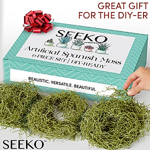 SEEKO Succulents Variety Pack of Spanish Moss (6pck, 33" & 20''Long) - Fake Moss for Crafts