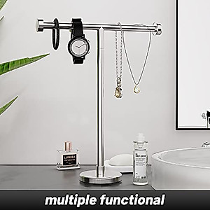 VEHHE Hand Towel Holder Stand - Stainless Steel Hand Towel Stand with Suction Cups, Countertop Free Standing Hand Towel Holder for Bathroom, Kitchen or Vanity