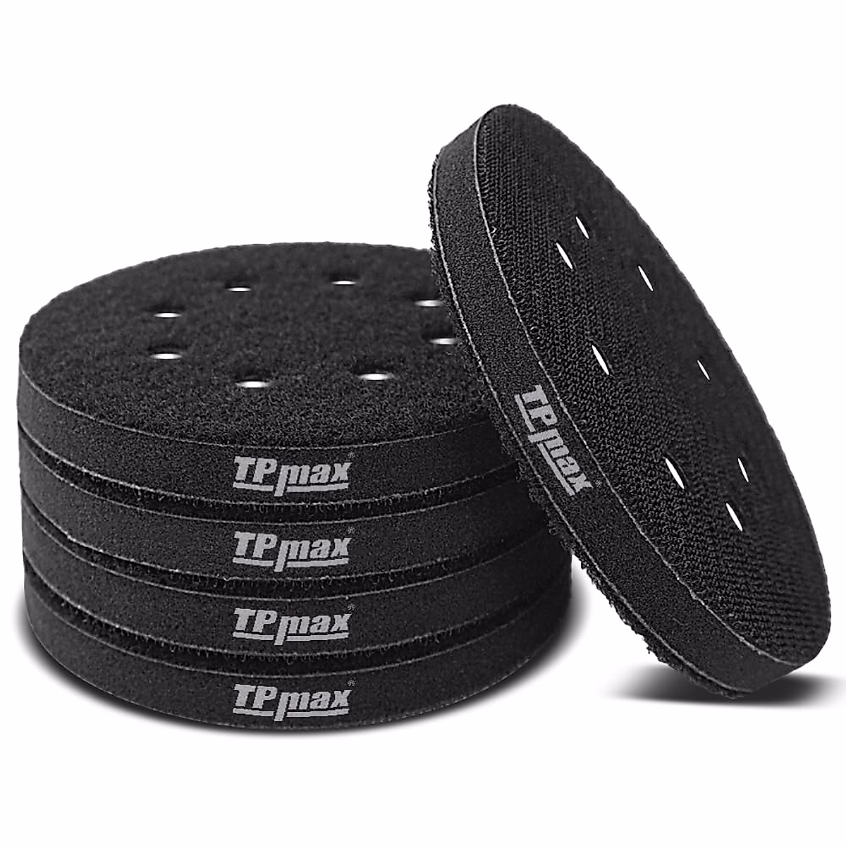 5 Pack 5 Inch 8 Holes Soft Density Interface Pads 5" Hook and Loop Sponge Cushion Buffering Backing Pads