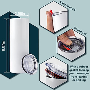 Sublimation Tumblers 20 Oz Skinny Straight, Stainless Steel Sublimation Tumblers Blank