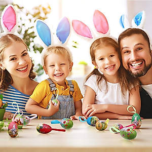 25 Pieces Paper Mache Egg Hanging Ornaments Easter Decoration, Foam Easter Bunny Hen and Egg Ornaments for Party Garden Home Decoration