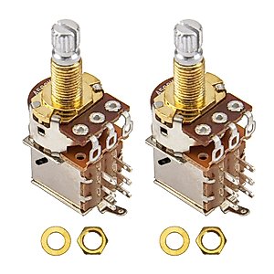 2PCS Yootones A500K Push Push Guitar Pots Audio Taper Potentiometers Long Copper Split Shaft Compatible with Guitar Accessories