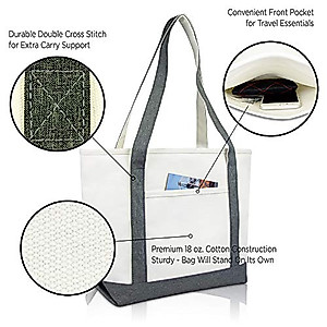DALIX Heartbeat Embroidered Premium Cotton Canvas RN Nurse Tote Bag in Grey